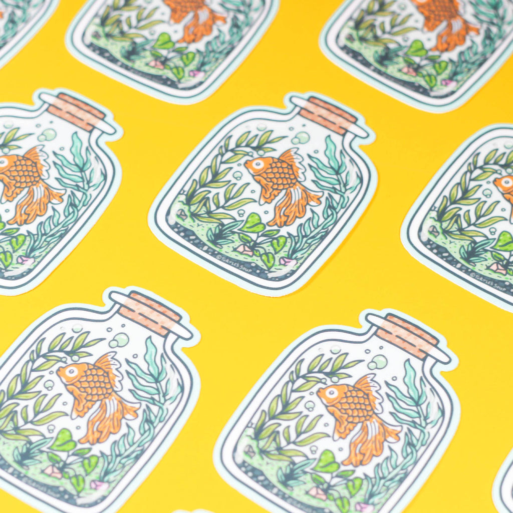 Turtle's Soup - Aquatic Goldfish Terrarium Jar Valentine's Day Vinyl S ...