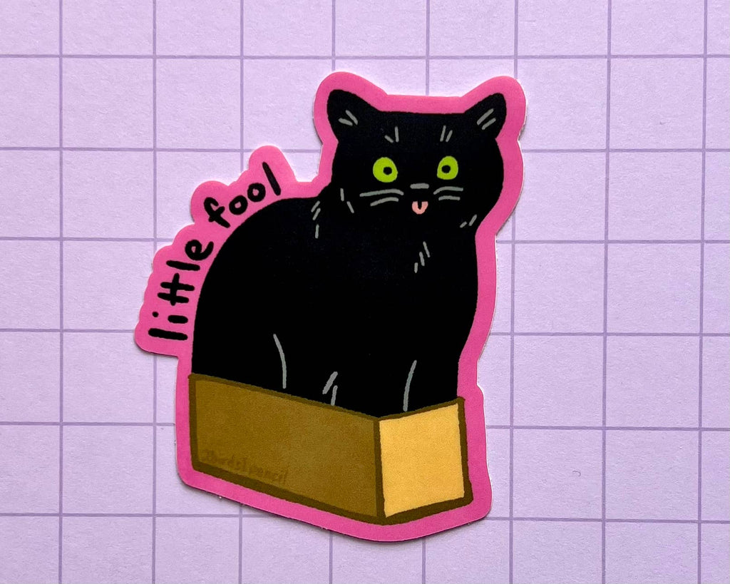 2Birds1Pencil Illustrations - Little Fool Cat Vinyl Sticker: Packaging ...
