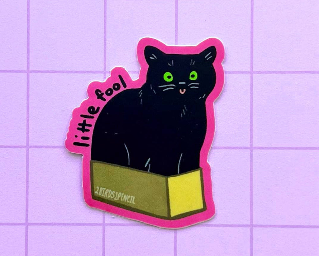2Birds1Pencil Illustrations - Little Fool Cat Mini Vinyl Sticker: Pack ...